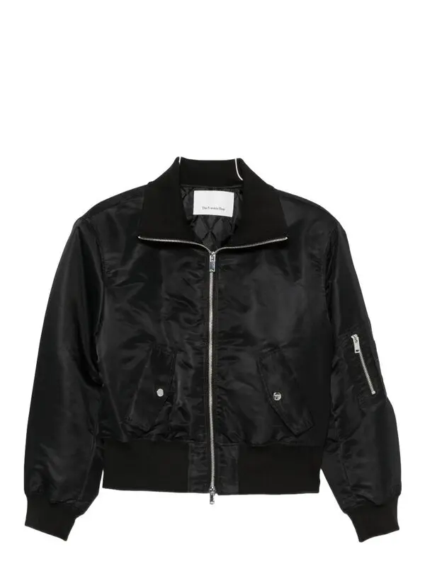 THE FRANKIE SHOP Storm Nylon Cropped Bomber Jacket - Black