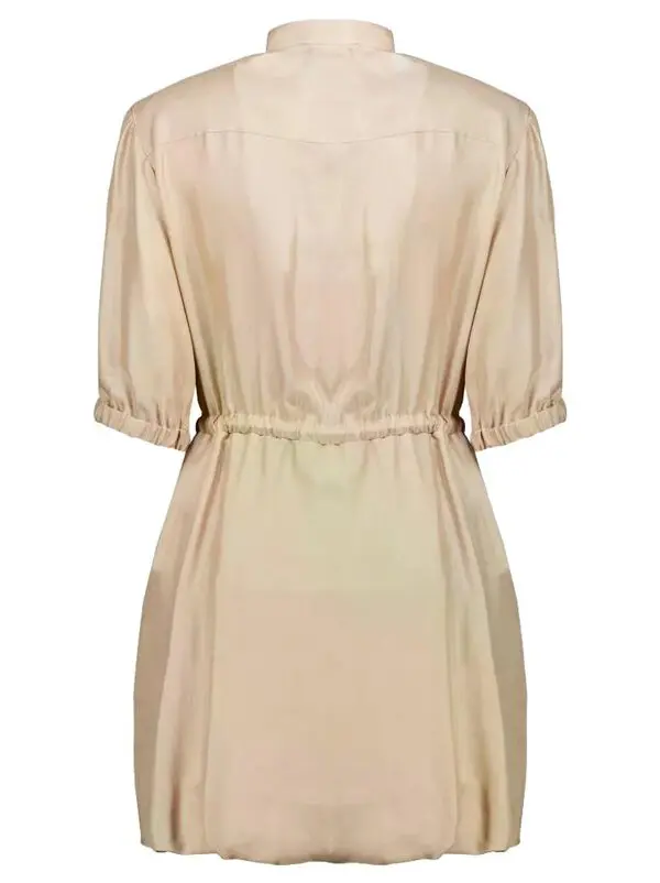 Moncler Silk Twill Mini Shirt Dress - Neutrals