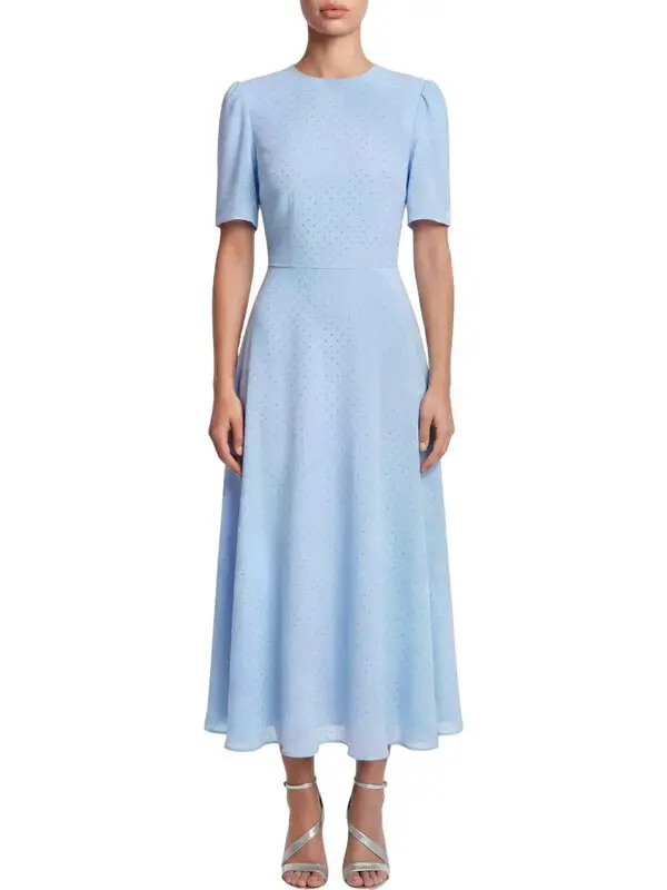 POST MERIDIEM Embellished Chiffon Midi Dress - Blue