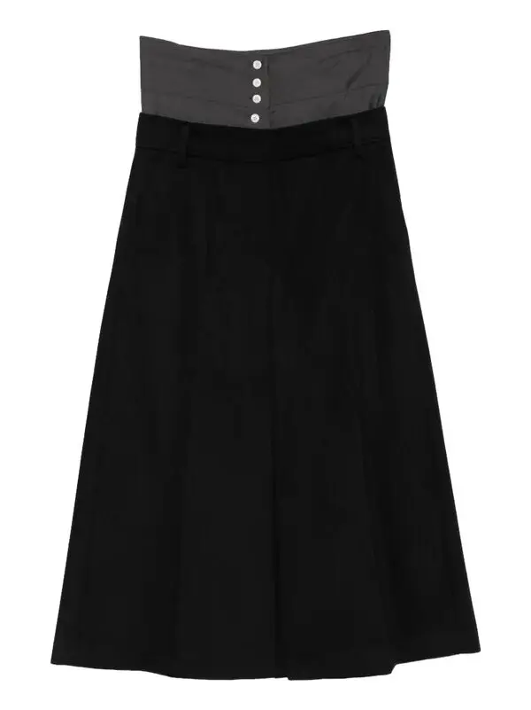 SYSTEM Pinstriped Layered-waist Midi Skirt - Black