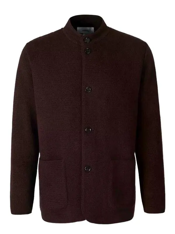 LARDINI Virgin Wool Basket-weave Cardigan - Brown