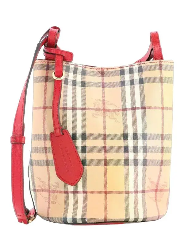 Burberry Lorne Haymarket Coated Canvas Small Bucket Bag - Red