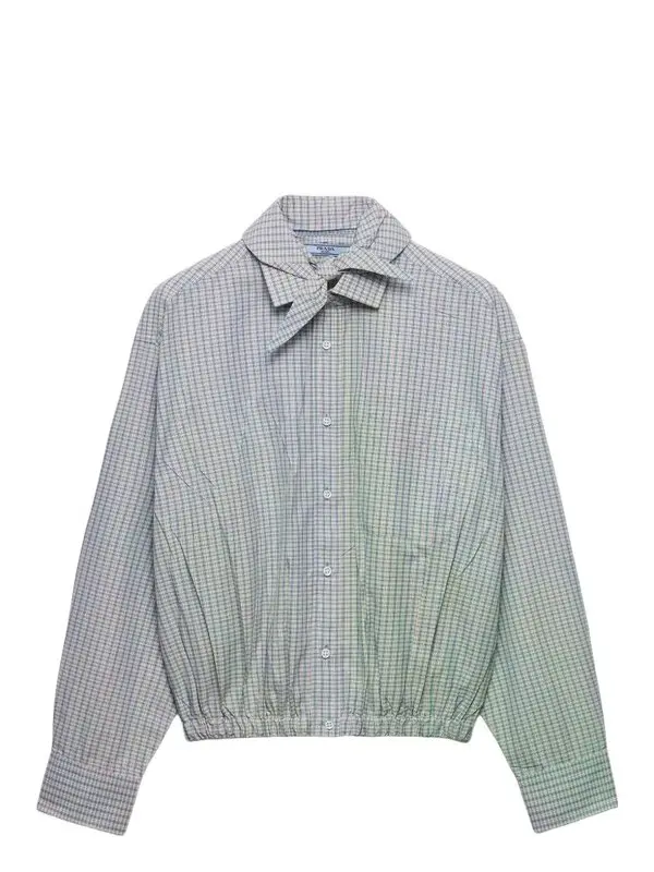 Prada Madras Check Cotton Shirt With Scarf Detail - Blue