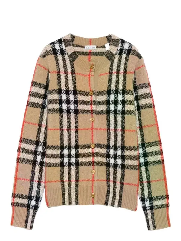Burberry Check Pattern Button-up Cardigan - Neutrals