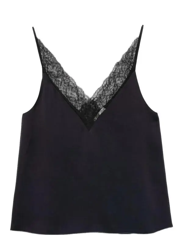 FORTE_FORTE Lace-trim V-neck Camisole - Blue