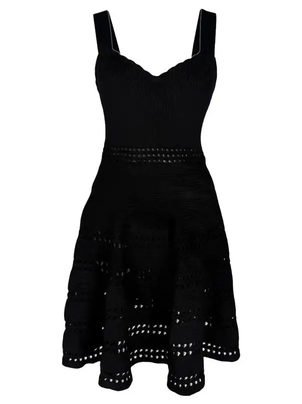 Maje Pointelle A-line Dress - Black