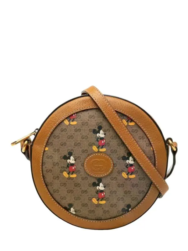 Gucci 2021-2026 Disney Micro Gg Supreme Mickey Mouse Round Crossbody Bag - Neutrals