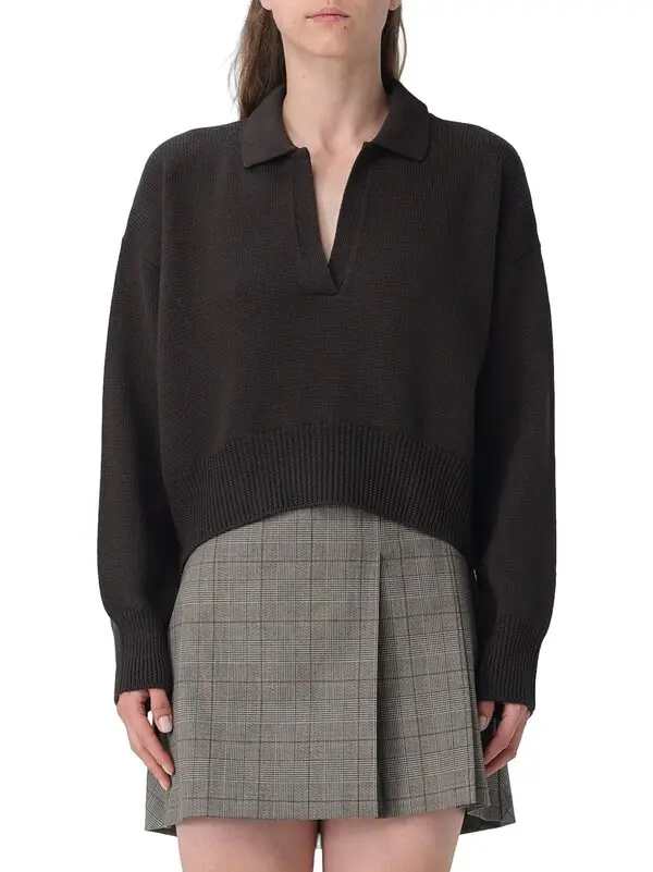 DONDUP Collared Knit Top - Brown