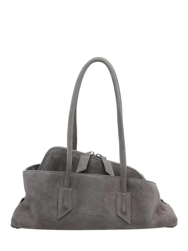 Attico Asymmetrical Suede Shoulder Bag - Grey