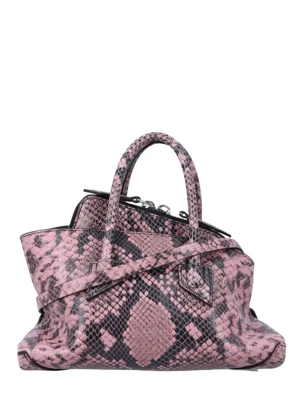 Attico La Passeggiata Mini Handbag In Python-print Calfskin Leather - Black