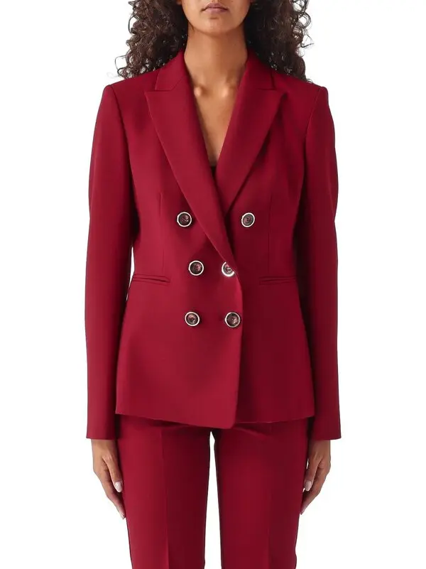 Pinko Alexia Cropped Double-breasted Crêpe Blazer - Red