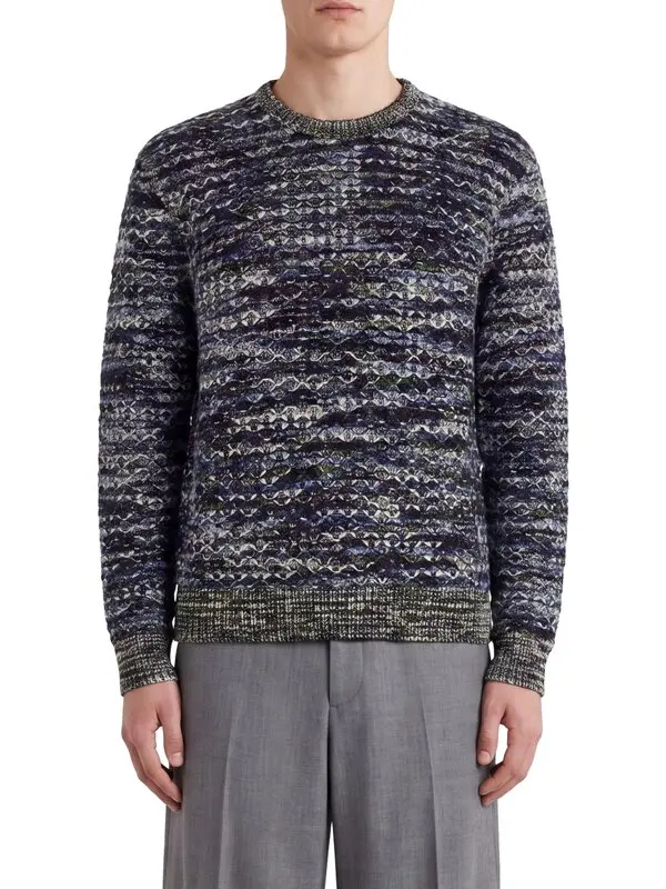 Missoni Bi-colour Abstract Pattern Wool Blend Crewneck Sweater - Multicolor