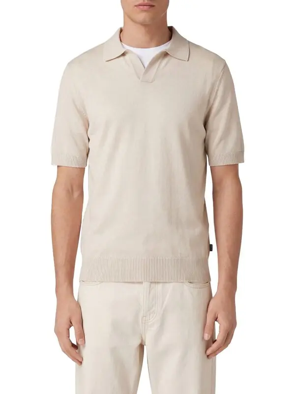 BOSS Virgin Wool Knit Polo Shirt With V-neck And Short Sleeves - White
