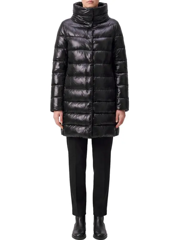 Herno Dora Water-repellent Knee-length Ultralight Nylon Down Jacket - Black