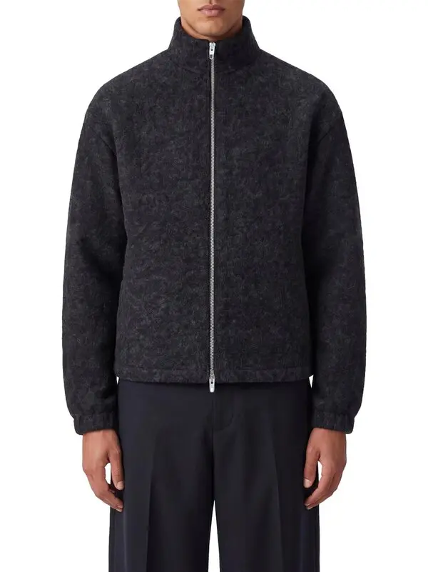 JIL SANDER Short Wool-blend Coat With Zip Closure And High Neck - Grey
