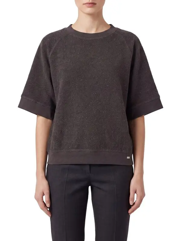 Herno Dropped Shoulder Cotton Crew Neck T-shirt - Dark