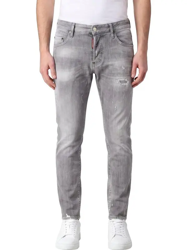 Dsquared2 Skater Skinny Fit Stretch Denim Jeans With Distressed Effect - Grey