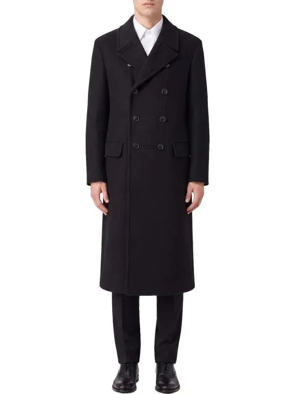 TOM FORD Double-breasted Virgin Wool And Cashmere Blend Coat With Peak Lapels - Black