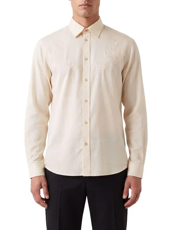 Valentino Garavani Embroidered Slim-fit Cotton Shirt - White