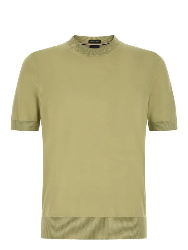 BOSS Short-sleeved Crew Neck Sweater In Pure Virgin Wool - Green