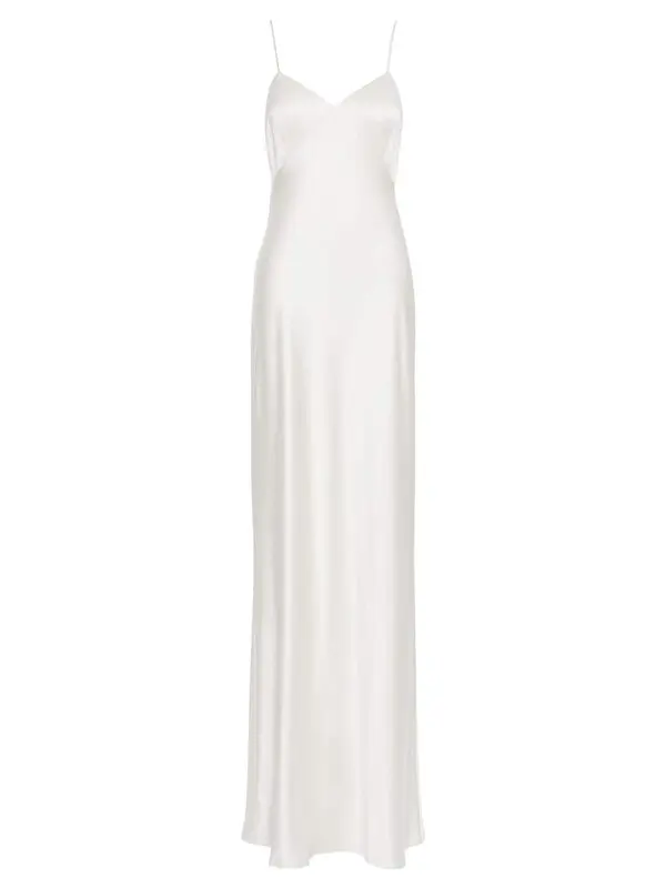 Max Mara Silk V-neck Maxi Dress - Clear