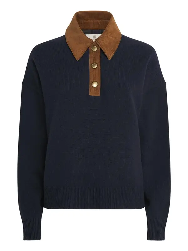 Barbour Merino Wool Ravenshill Polo Sweater - Navy