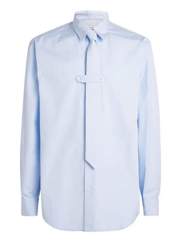 Dries Van Noten Cotton Integrated-tie Shirt - Blue
