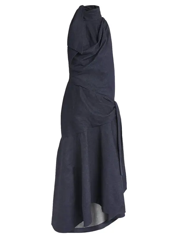Zimmermann Valiant Draped Denim Maxi Dress - Navy