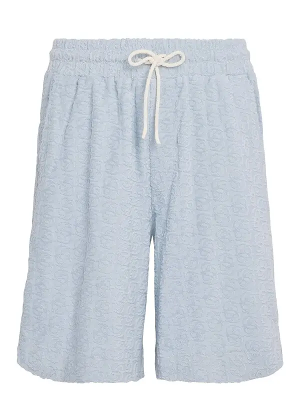 Drole De Monsieur Terry Monogram Shorts - Blue