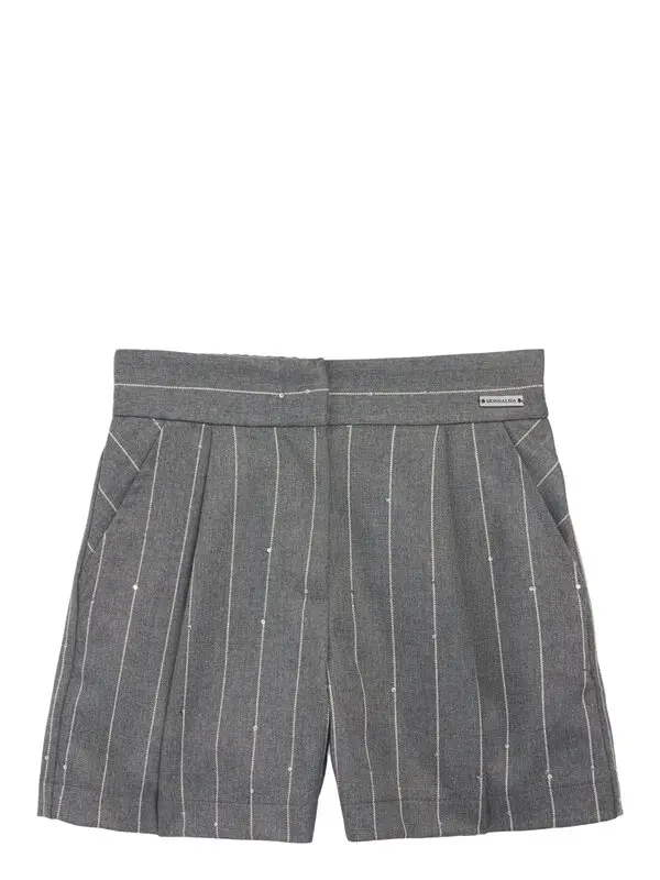 Monnalisa Striped Sequined Bermuda Shorts - Grey