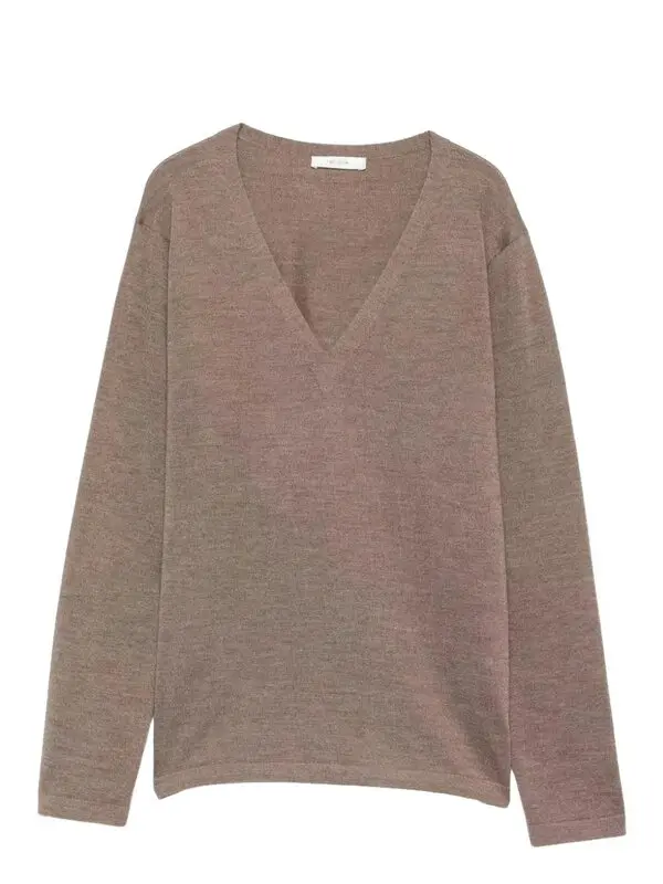 THE ROW V-neck Long-sleeve Knit - Brown