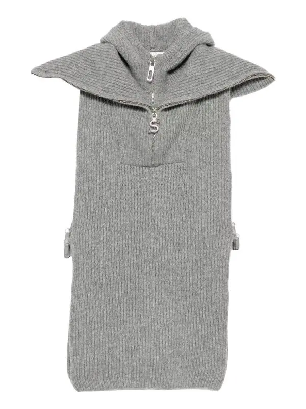 Sportmax Ribbed-knit Hooded Knit - Grey