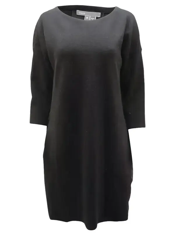 Vince Pleated Yoke Sweater Dress - Black