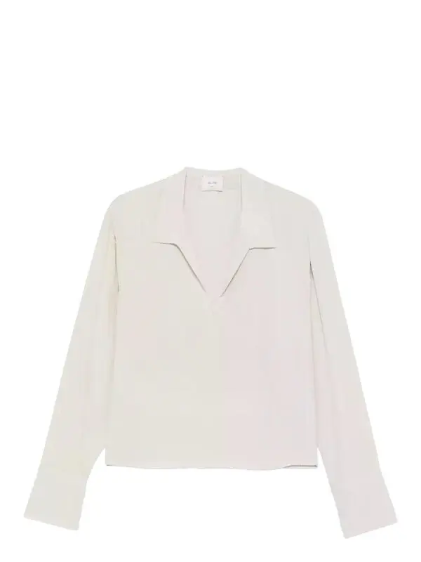 ALYSI Spread Collar V-neck Blouse - Neutrals