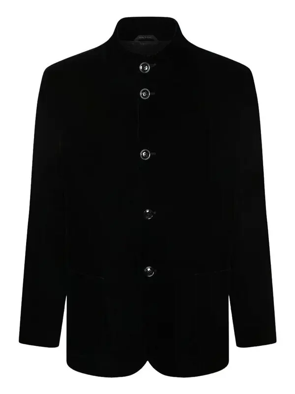 Giorgio Armani Mandarin-collar Velvet Blazer - Black