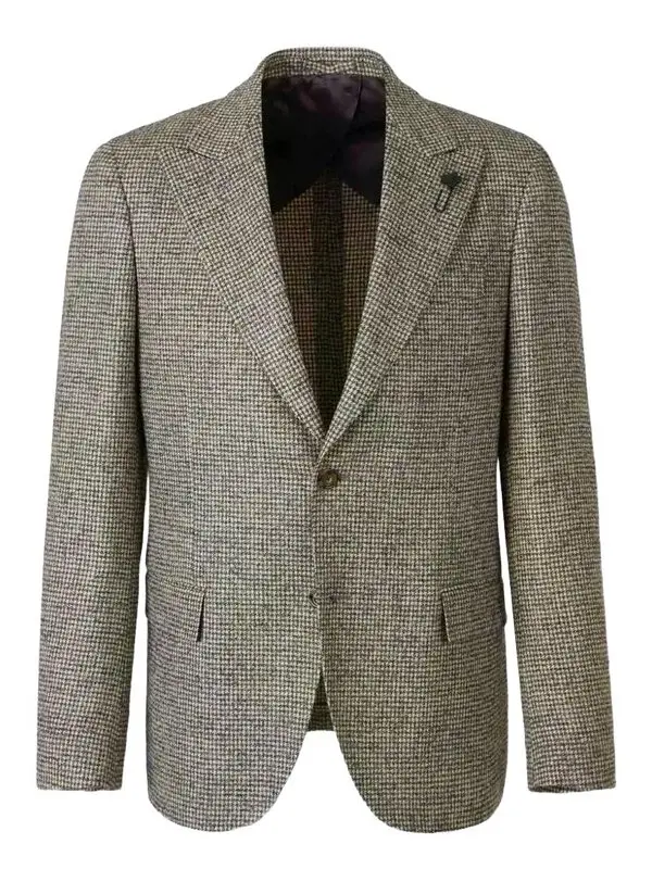 LARDINI Houndstooth Single-breasted Blazer - Neutrals