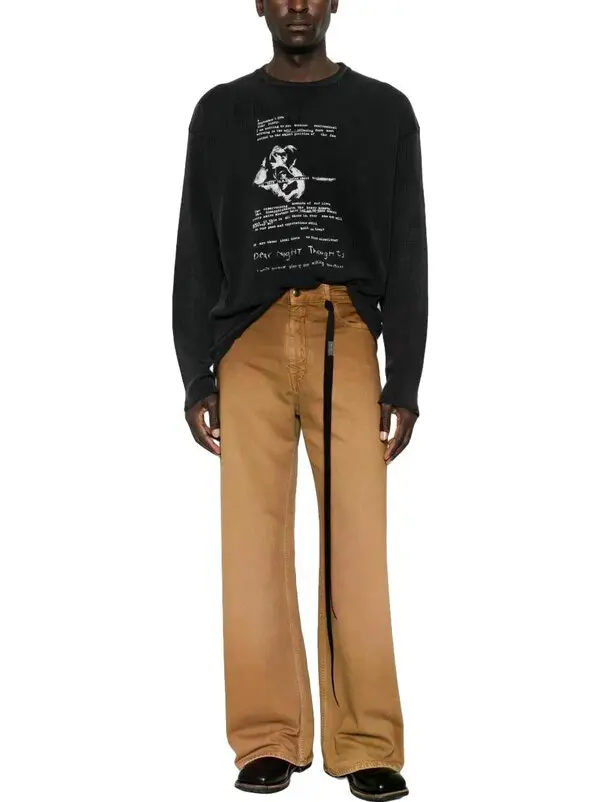 ANN DEMEULEMEESTER Long-strap Wide-leg Trousers - Brown