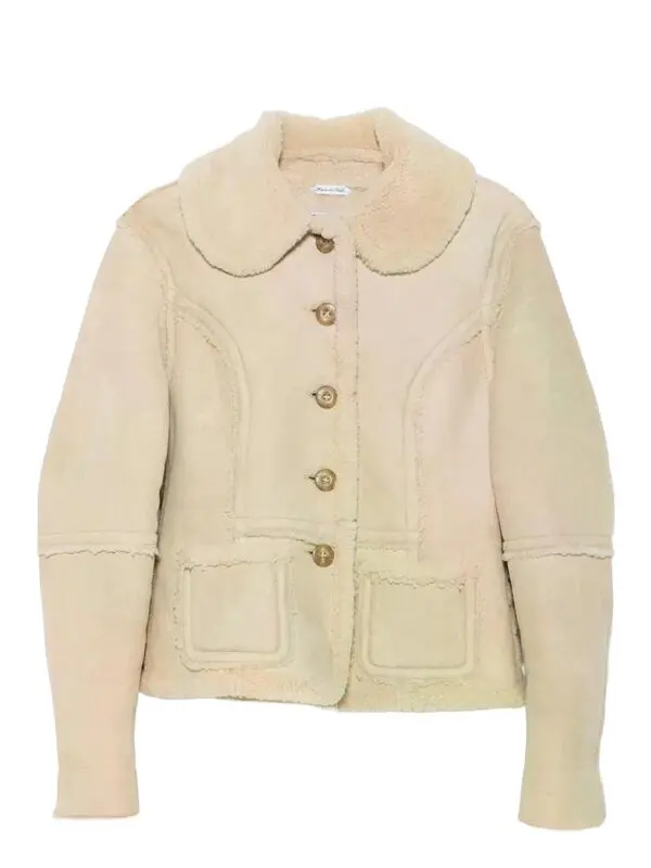 Dolce & Gabbana Shearling-trimmed Leather Jacket - Neutrals