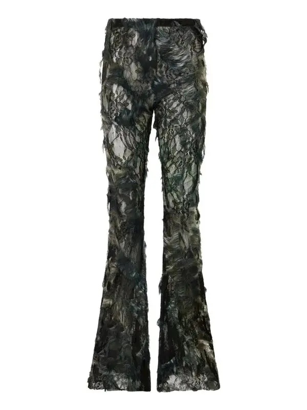 Roberto Cavalli Lace Flared Trousers - Black