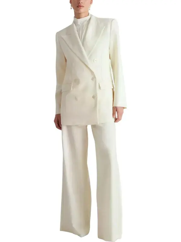 VIOLANTE NESSI Sugar Double-breasted Wool Blazer - Neutrals
