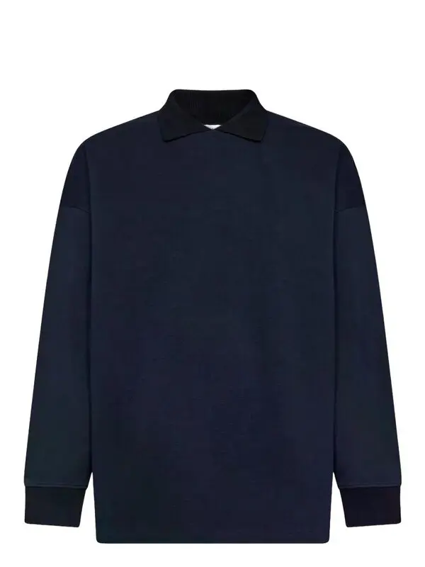 ROSE BURRITO Long-sleeve Polo-collar Sweatshirt - Blue