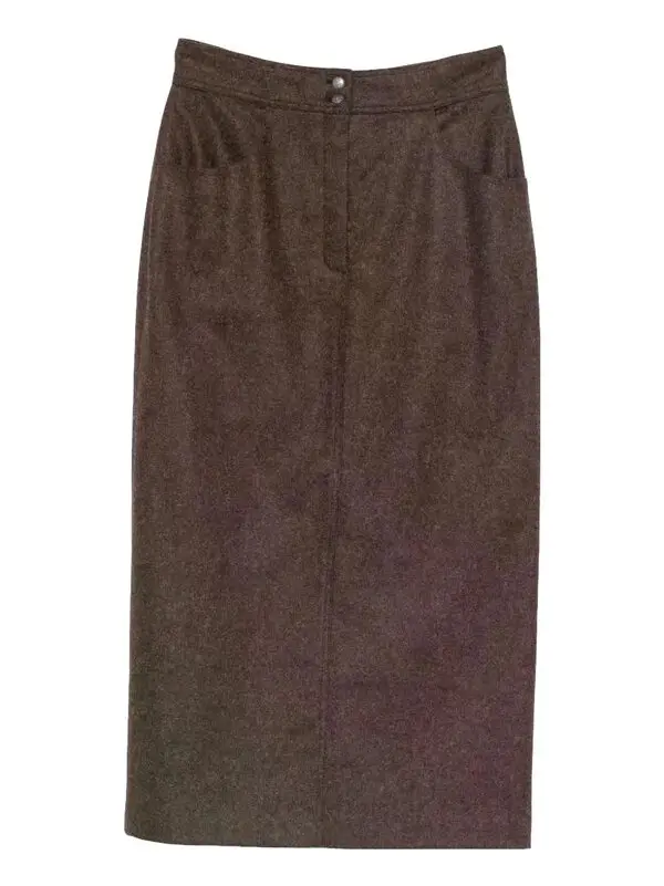 Versace Embroidered Detail Midi Skirt - Brown