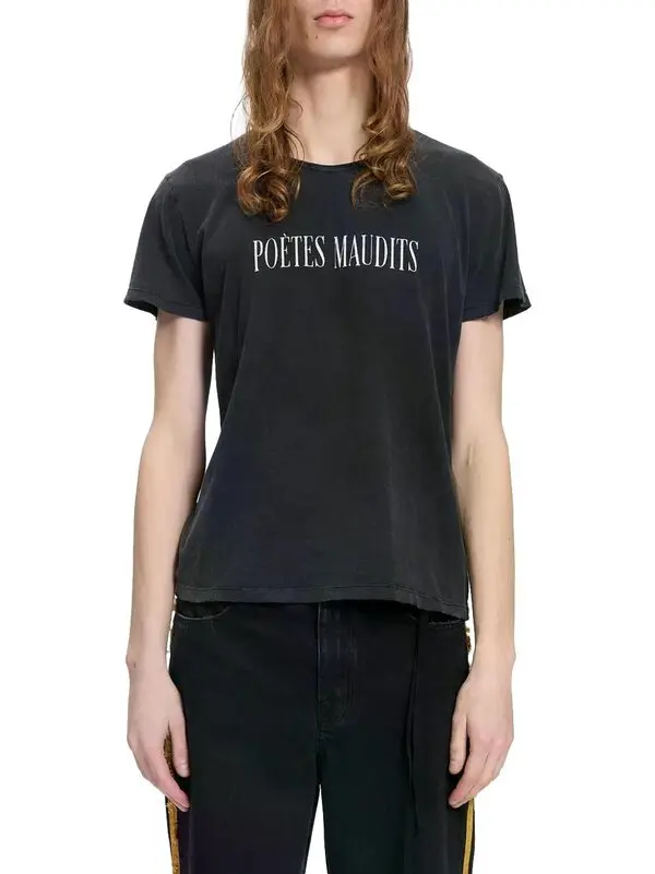 ANN DEMEULEMEESTER Slogan-print Washed-out T-shirt - Grey