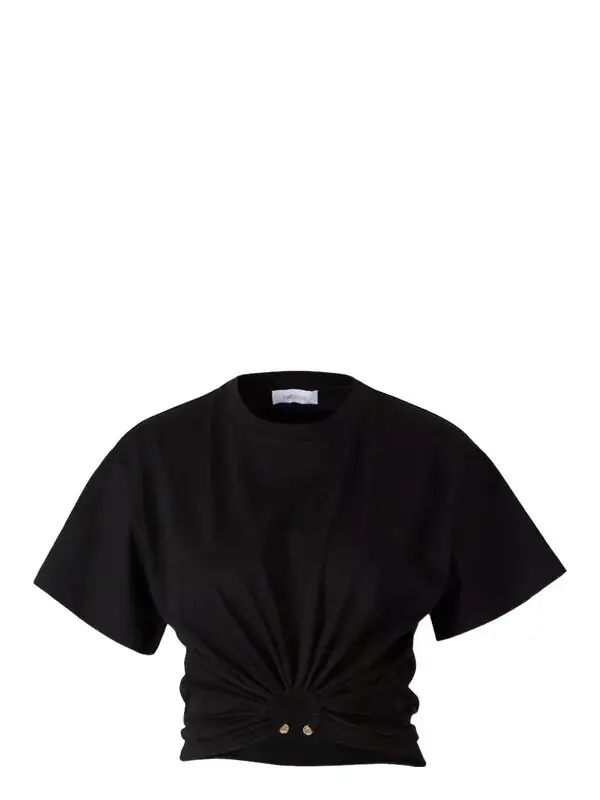 Rabanne T-shirt In Cotton With Signature Piercing Detail - Black