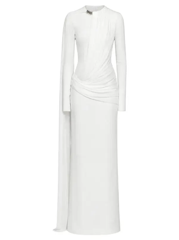 CHATS BY C.DAM Nilah Draped Embellished Maxi Dress - White