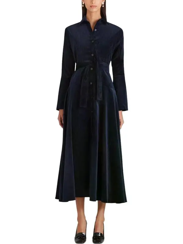VIOLANTE NESSI Corduroy Buttoned-cuff Midi Dress - Blue