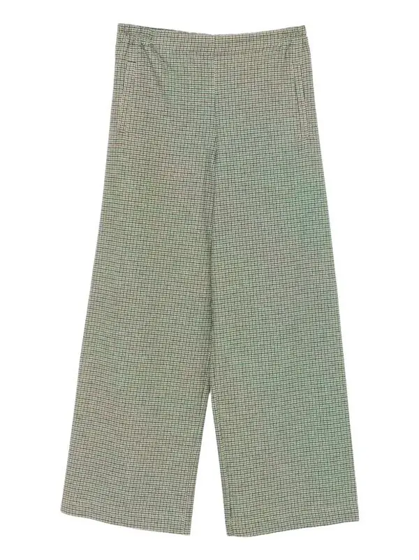 NIU Check-pattern Elasticated-waist Trousers - Green