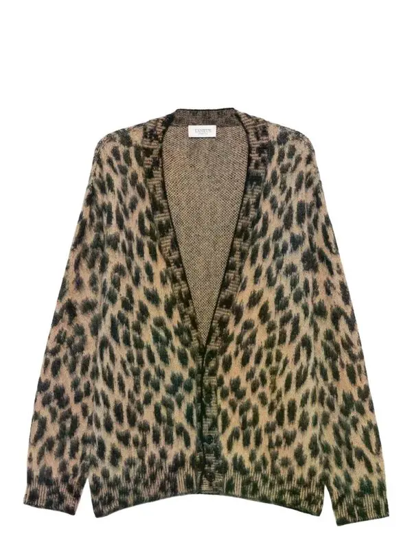 LANEUS Leopard-print Knit Cardigan - Neutrals