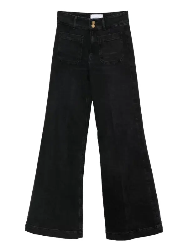 Seafarer Patch-pocket Wide-leg Jeans - Black