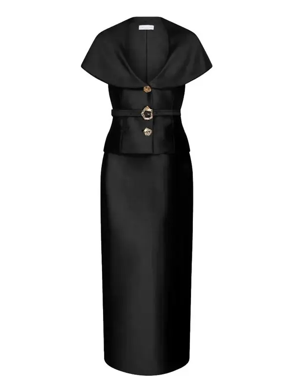 VIOLANTE NESSI Manuela Belted Midi Dress - Black